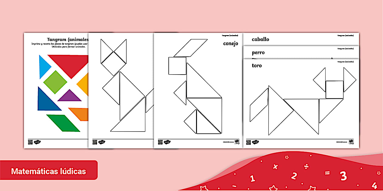 Hoja de actividad: Tangram animales (teacher made) - Twinkl