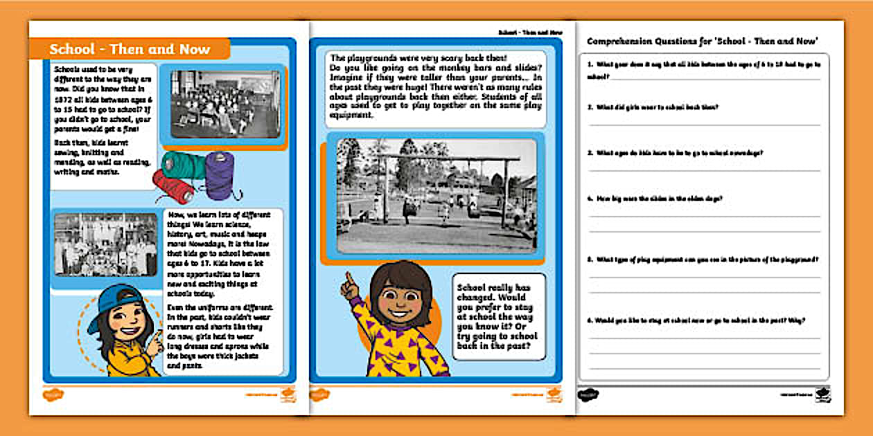 School - Then and Now | Reading Comprehension Resources