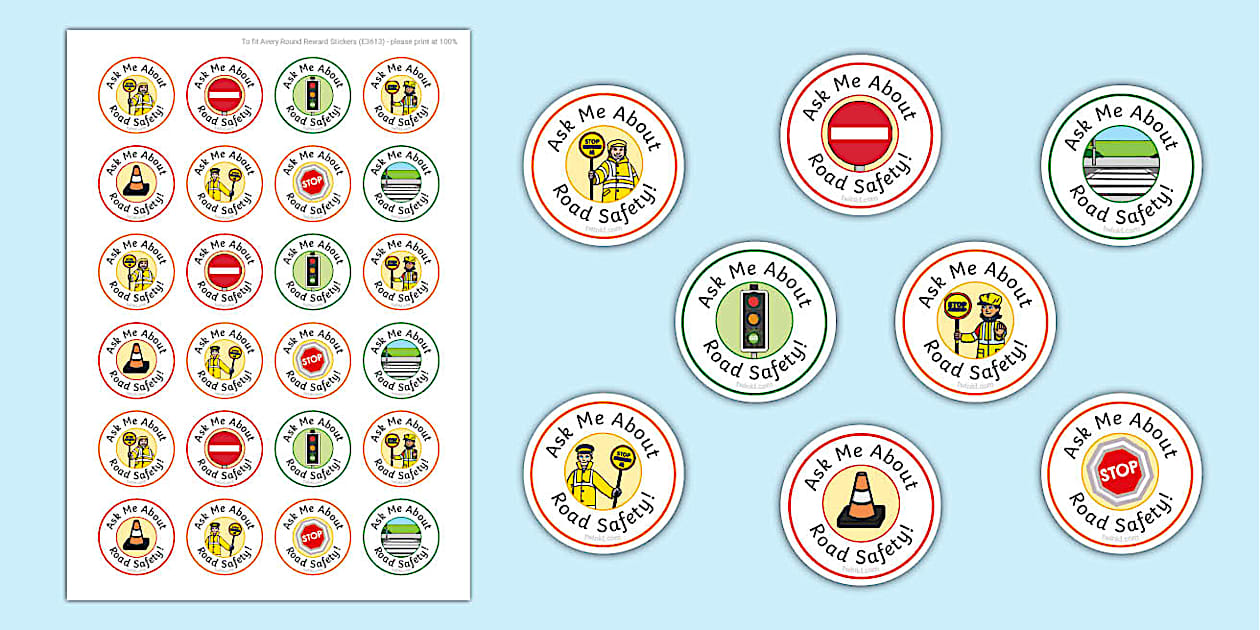 Ask Me About Road Safety! Stickers (teacher made) - Twinkl