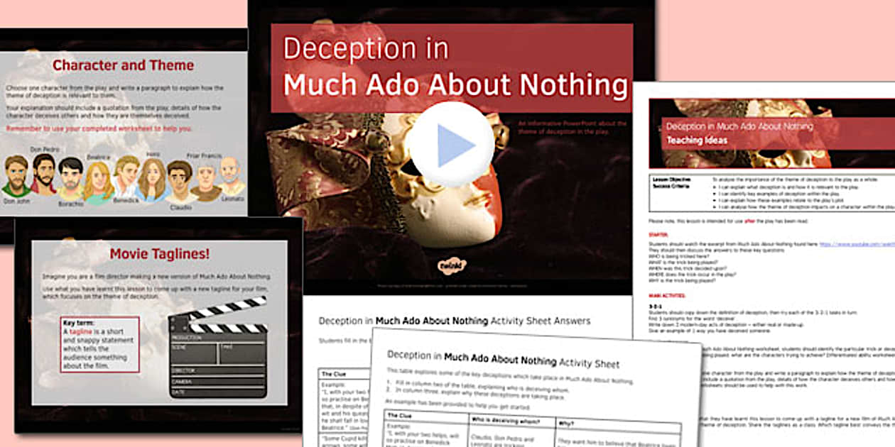 GCSE Deception in Much Ado About Nothing Lesson Pack