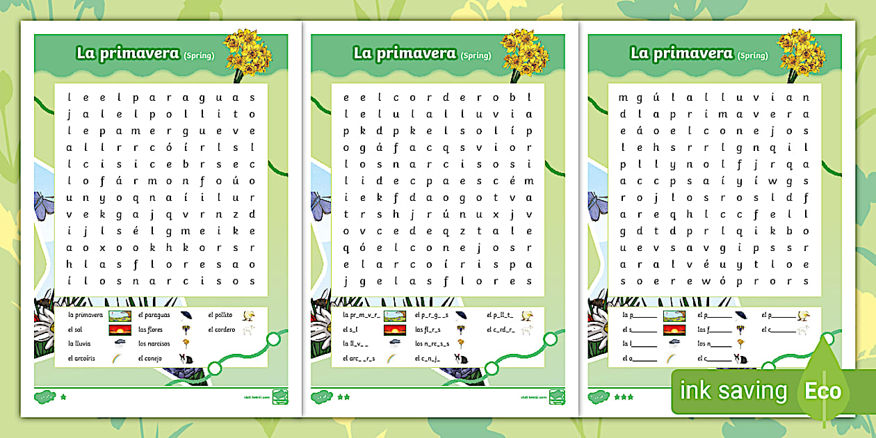 Spanish: Spring Word Search (teacher made) - Twinkl