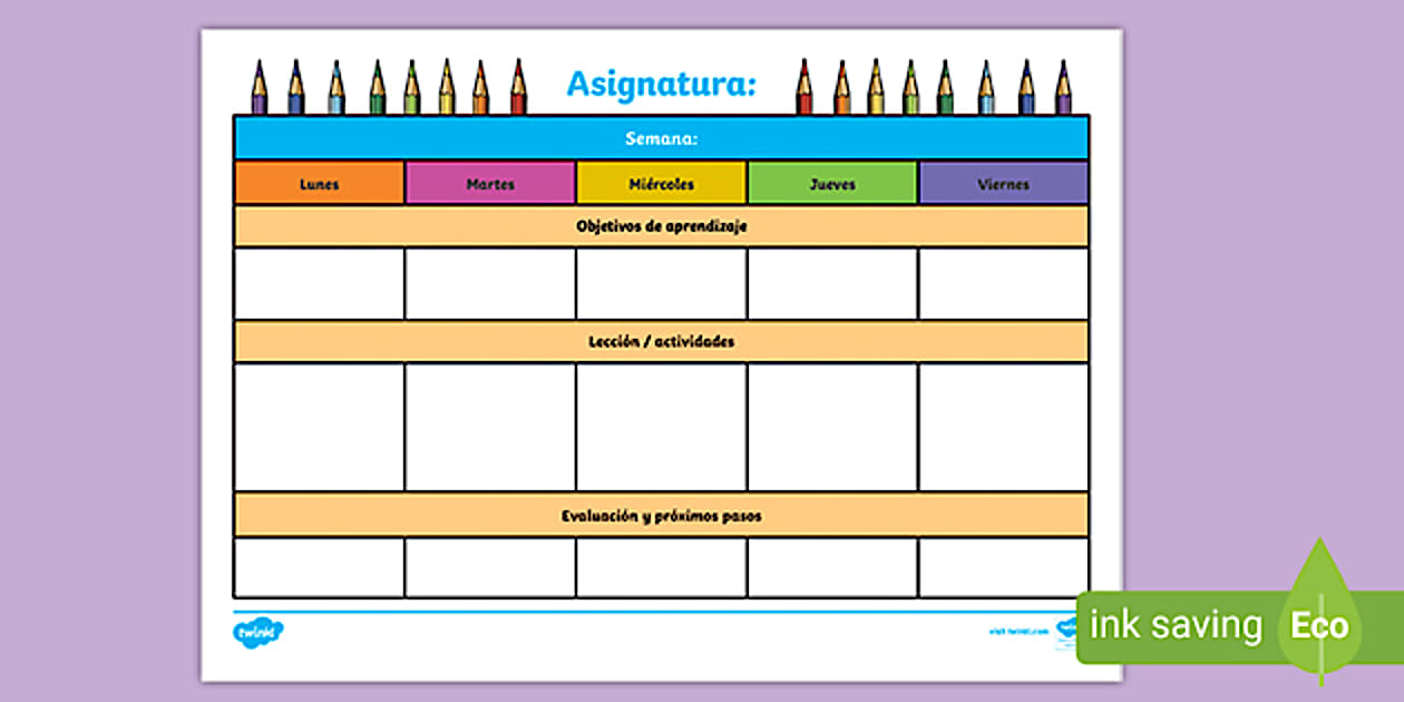 Plantilla de planificación semanal editable (Teacher-Made)