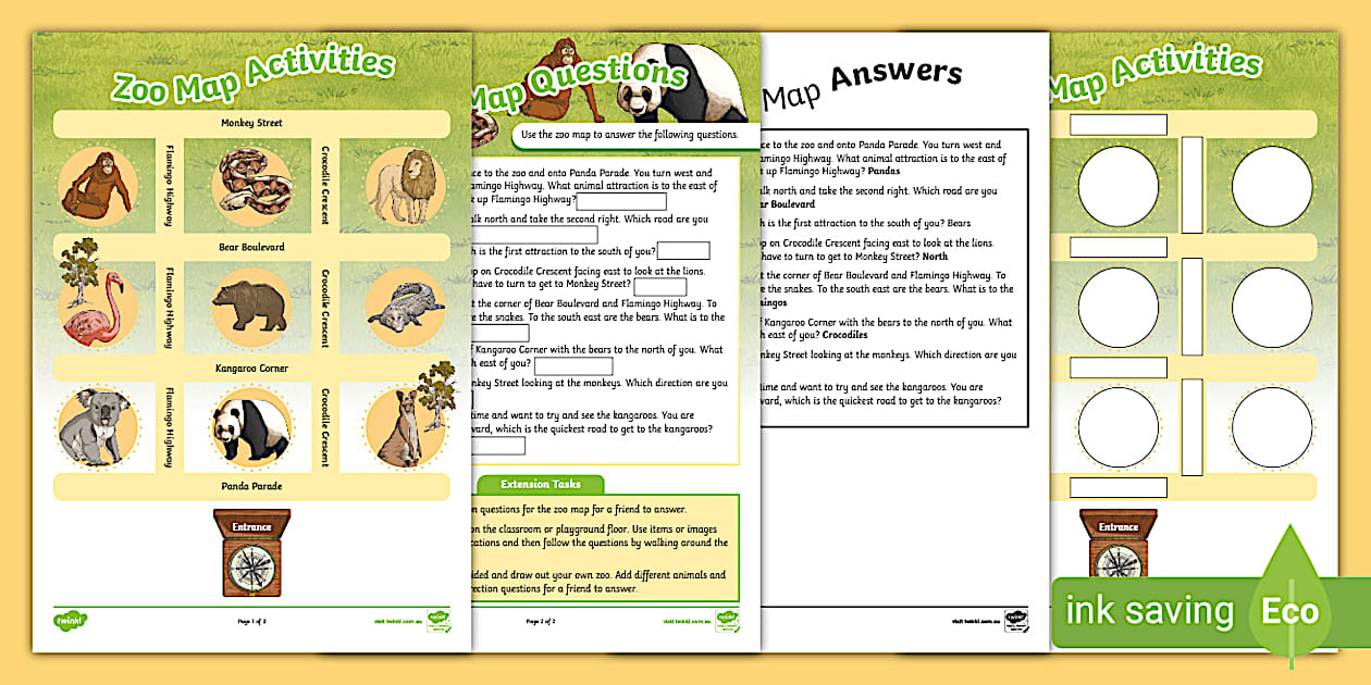 Zoo Map Activities (teacher made) - Twinkl