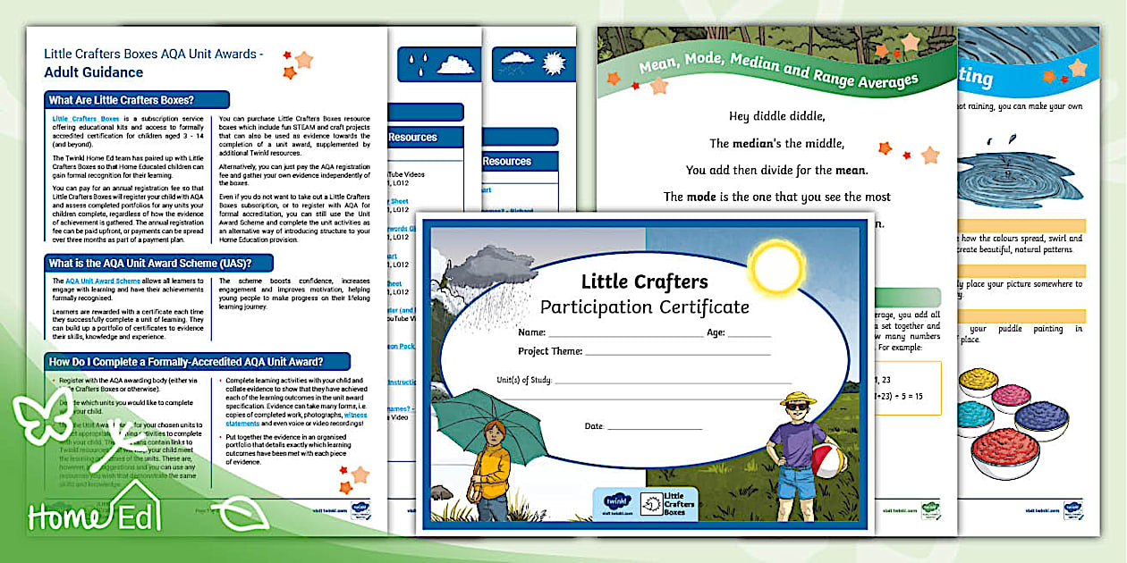 AQA Unit Award Plan Little Crafters Boxes Wondrous Weather