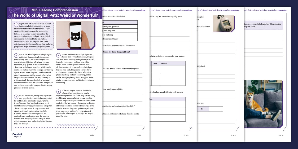 Mini Comprehension: Digital Pets - Weird or Wonderful?
