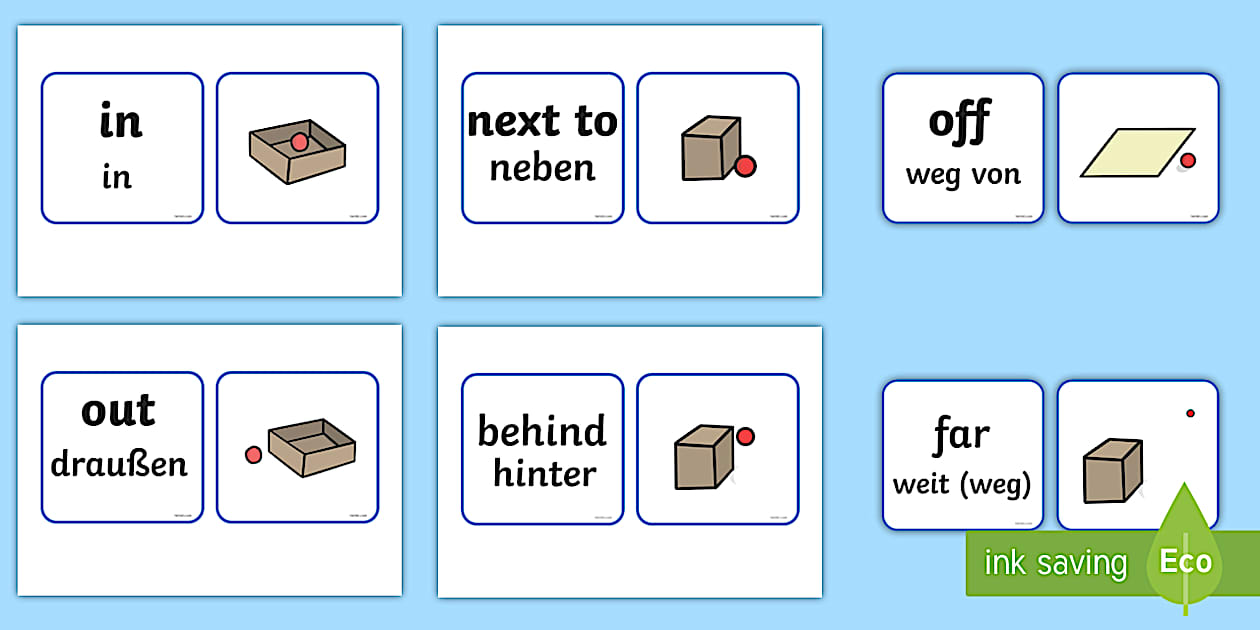 Positional Language Matching Cards English/German - Twinkl