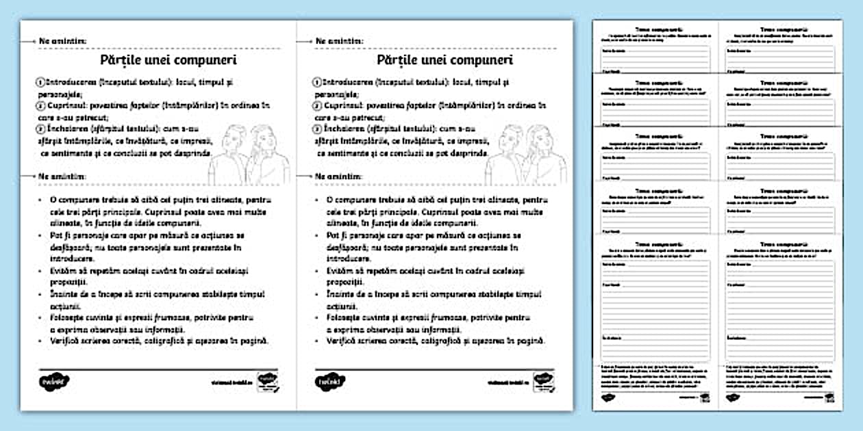 Părțile unei compuneri – Fișe de lucru (teacher made)