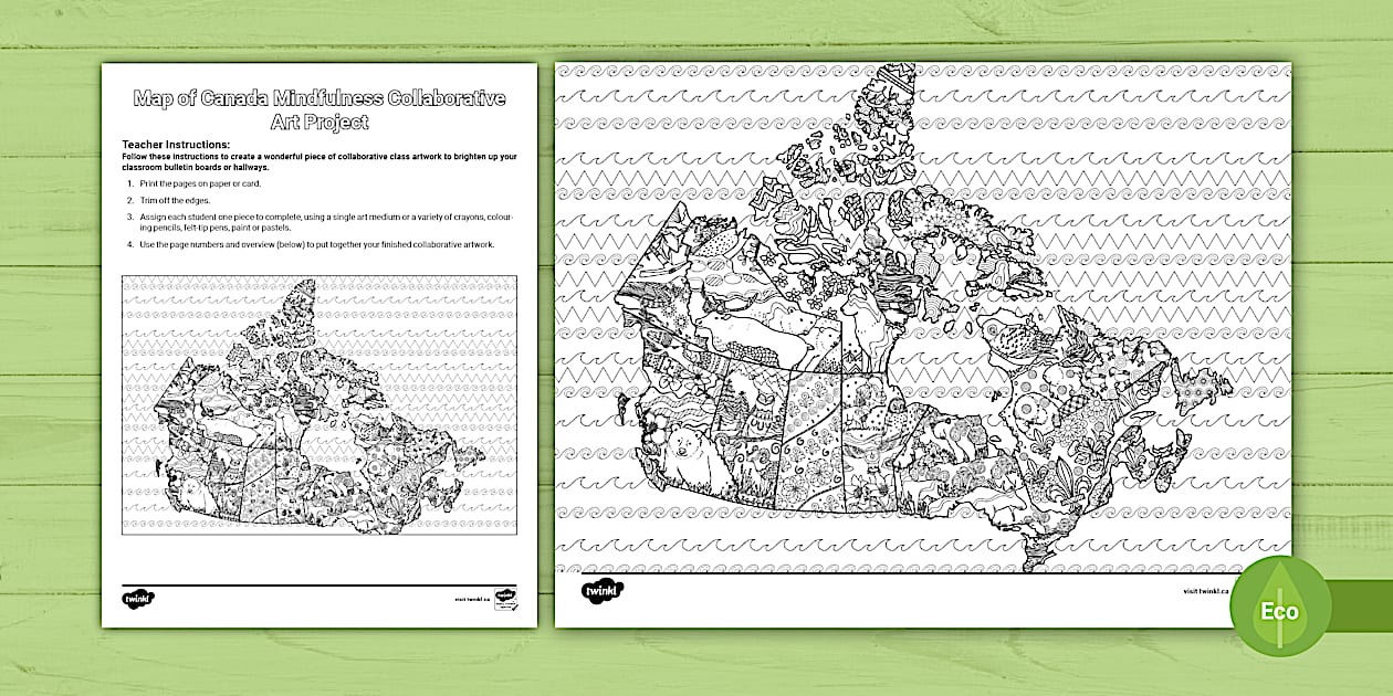 Map of Canada Mindfulness Collaborative Colouring Pages