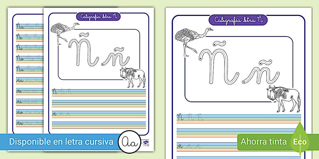 Caligrafía Letra Ñ- Hoja de Trabajo (creat de profesori)