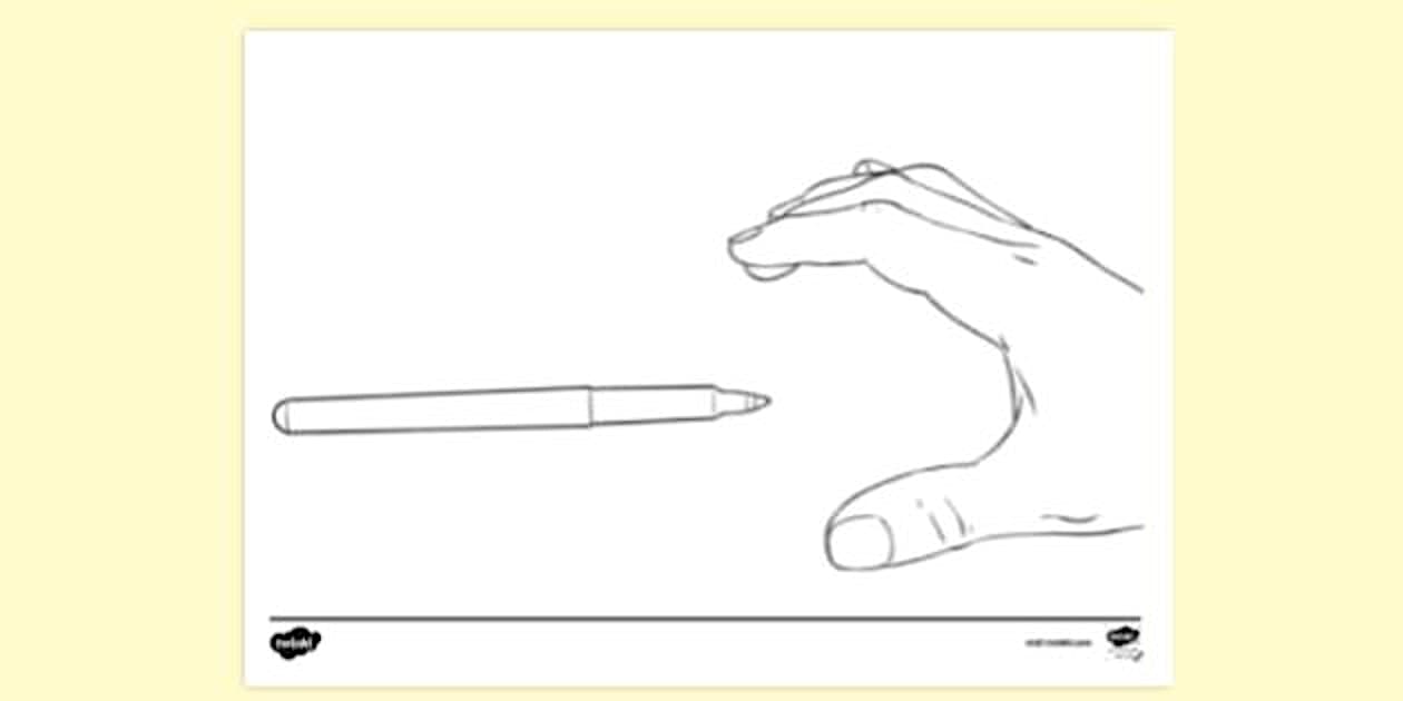 Hand About to Pinch a Pen Colouring Sheet (teacher made)