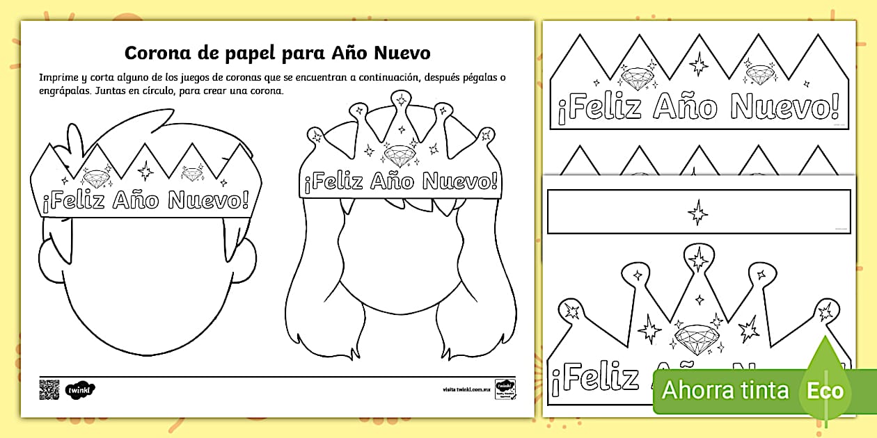 Hoja de actividad: Corona de Año Nuevo (teacher made)