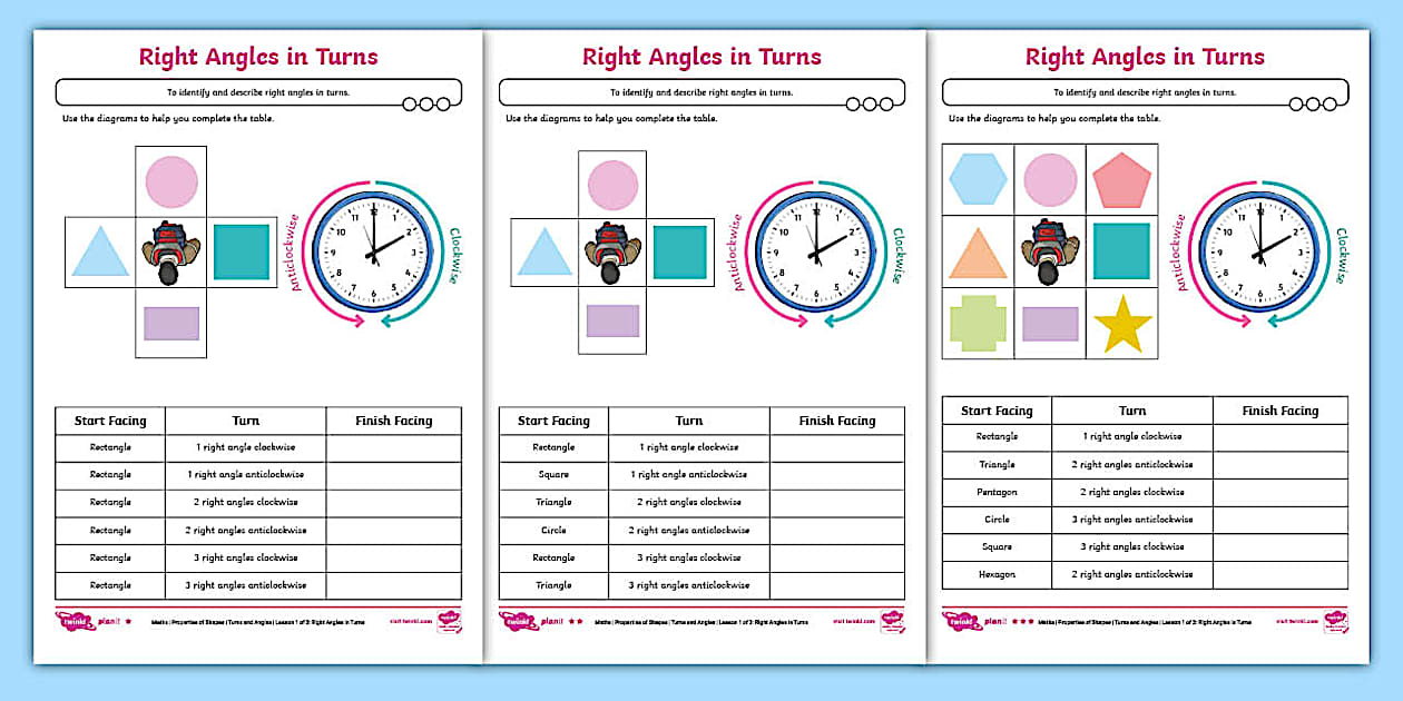 👉 Right Angles in Turns Maths Activity Sheet - Twinkl