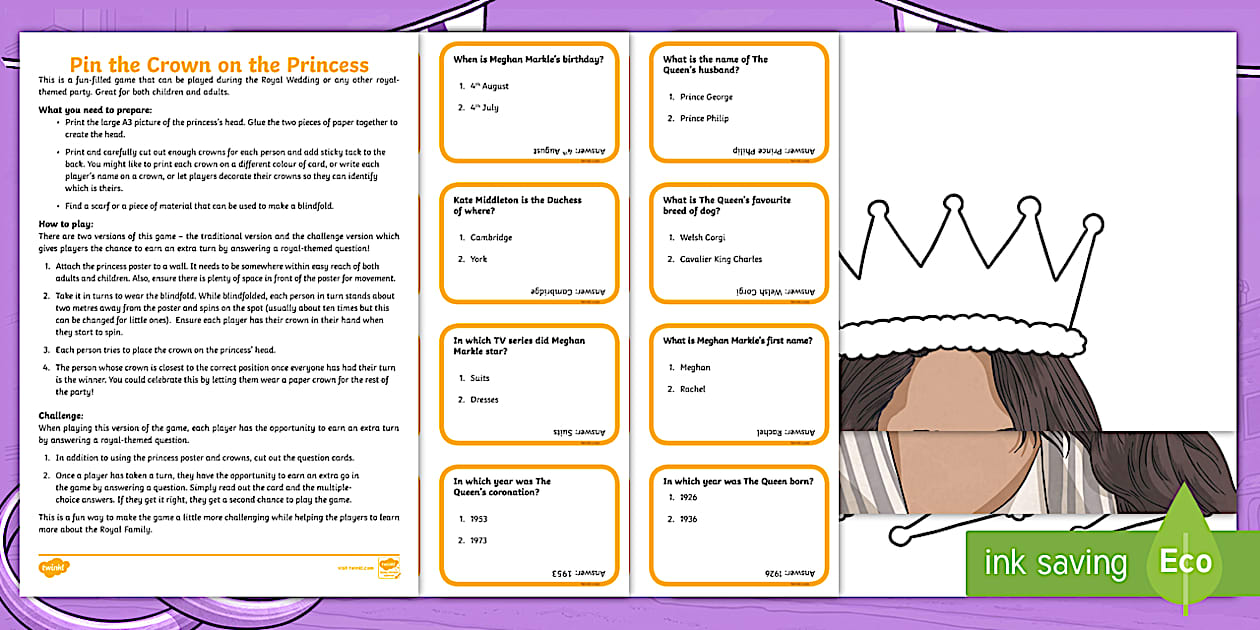 Pin the Crown on the Princess Party Game