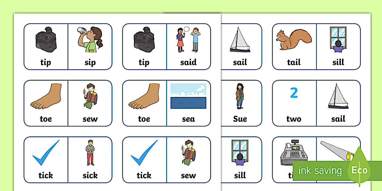 's' and 't' Minimal Pair Dominoes (teacher made) - Twinkl