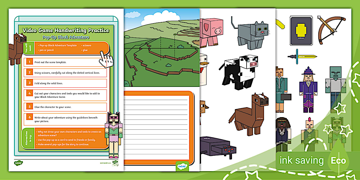Video Game Handwriting: Pop-Up Block Adventure - Twinkl