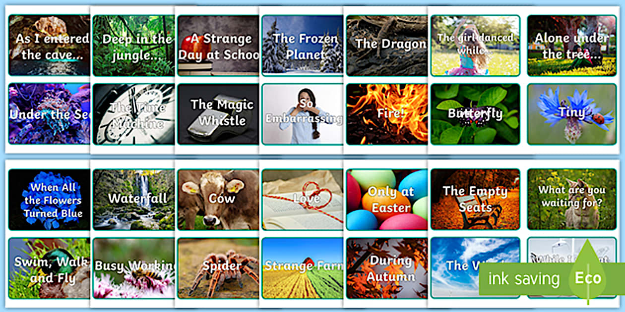 Narrative Writing Prompt Images for Kids - Flash Cards ELA