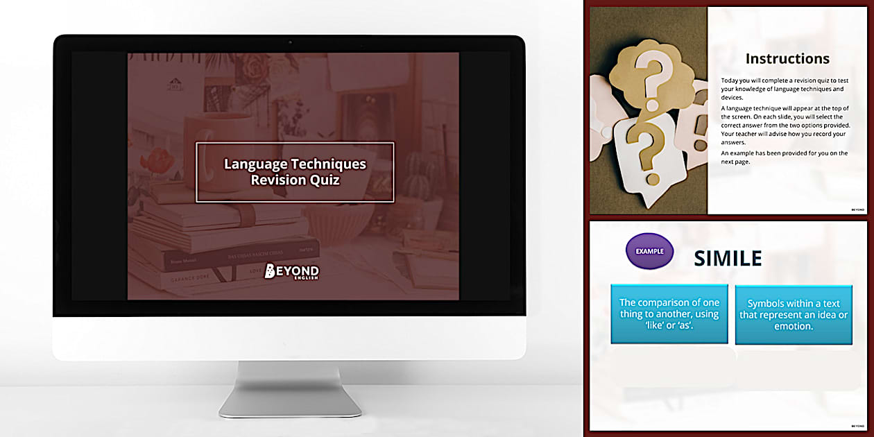 Language Techniques Revision Quiz (Presentation) - Twinkl