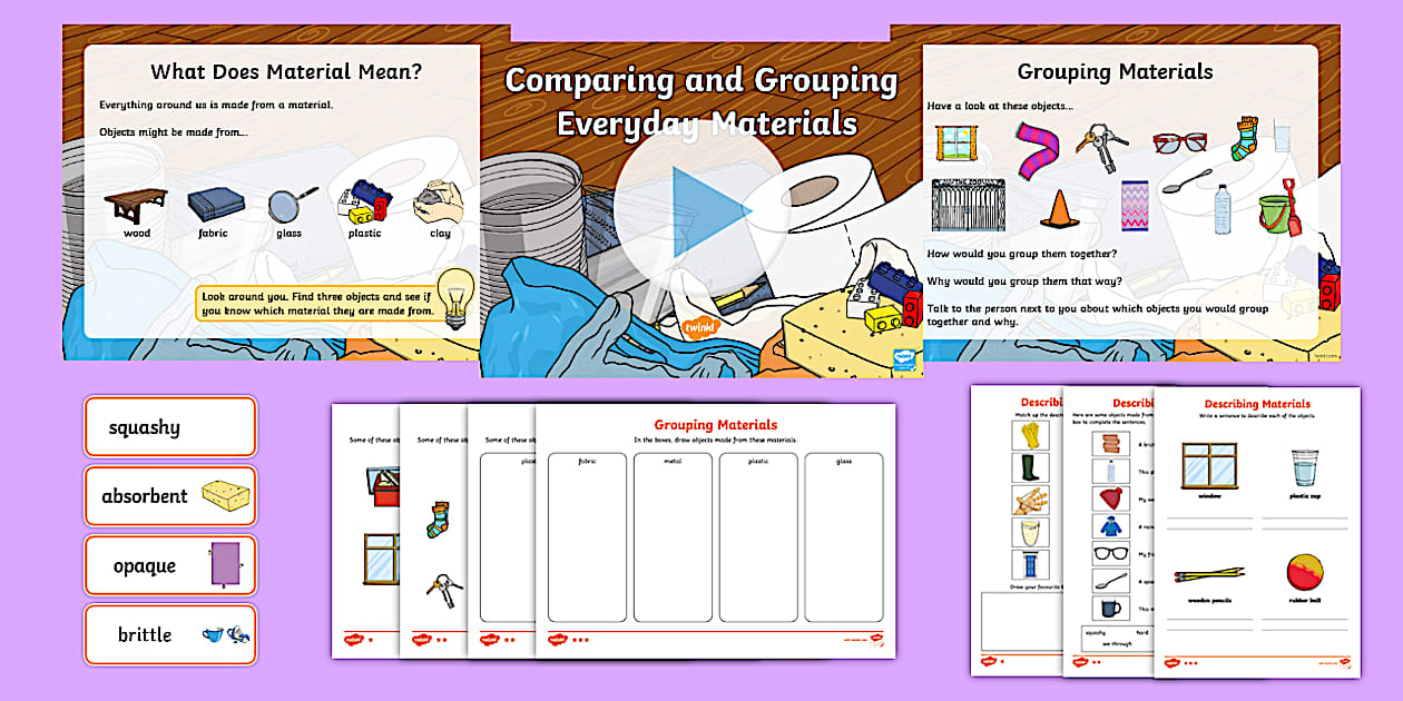 KS1 Comparing and Grouping Materials Activity Pack - Twinkl