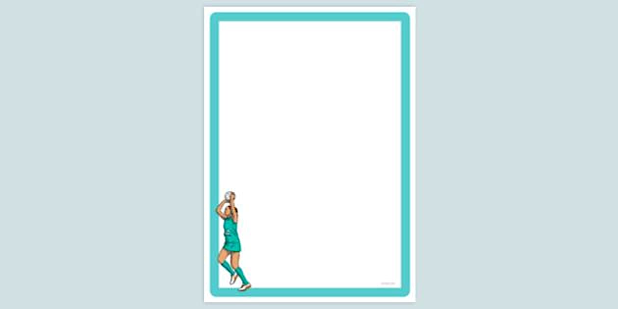 Simple Blank Netball Player Shooting Page Border | Twinkl