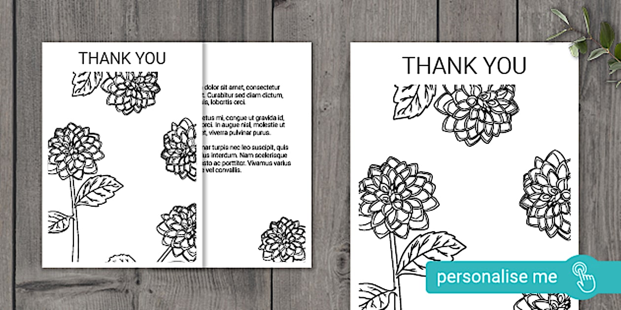 Floral Mindfulness Colouring Thank You Cards (teacher made)