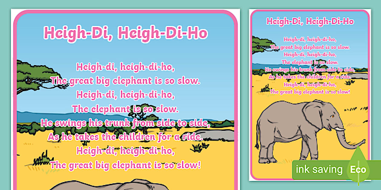Heigh-Di, Heigh-Di-Ho Nursery Rhyme Display Poster