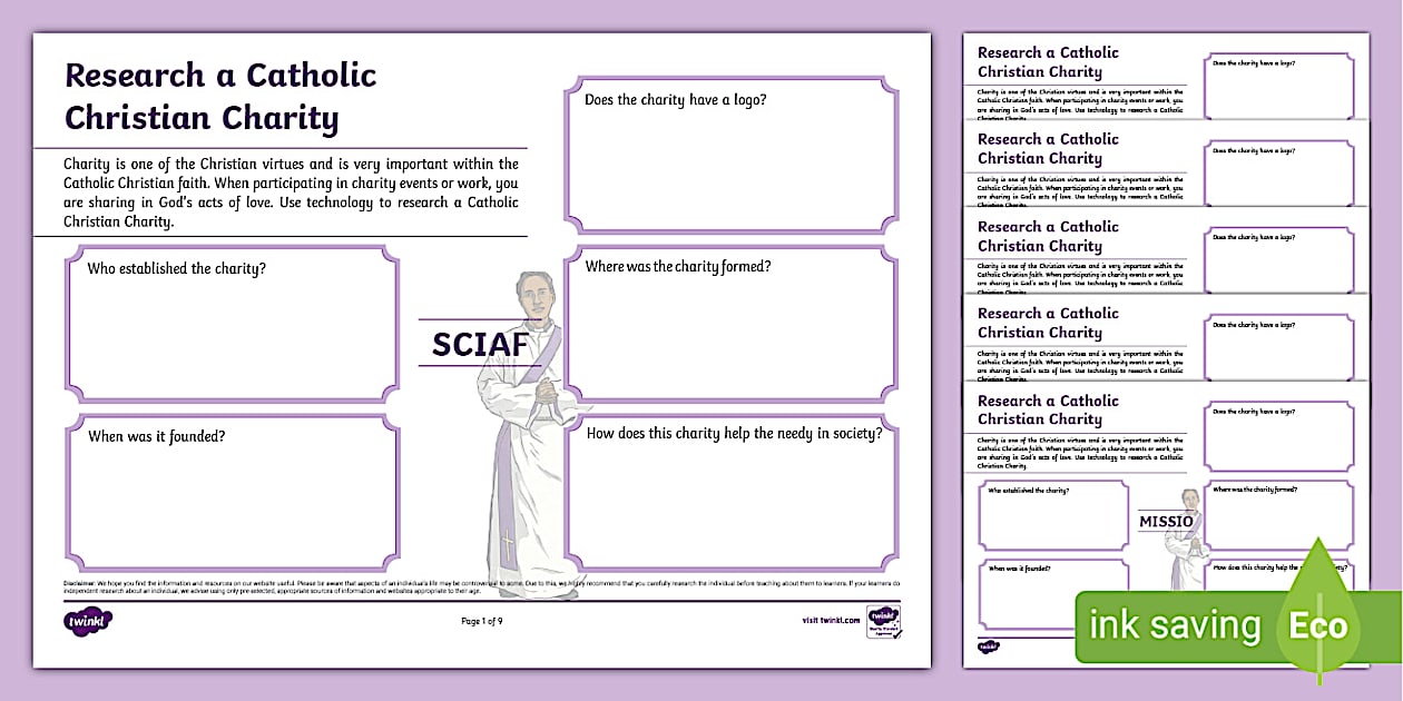Catholic Charities Research Activity (Teacher-Made) - Twinkl