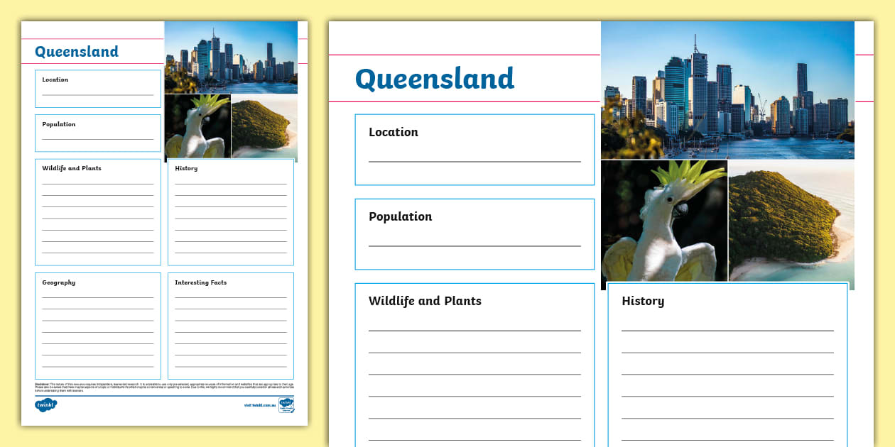 Queensland Fact File Template (teacher made) - Twinkl