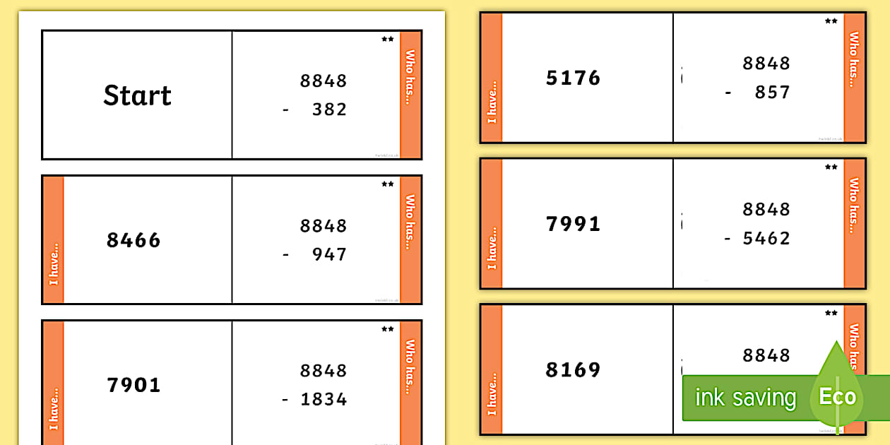 Editable Subtraction Whole Number Loop Cards - Twinkl