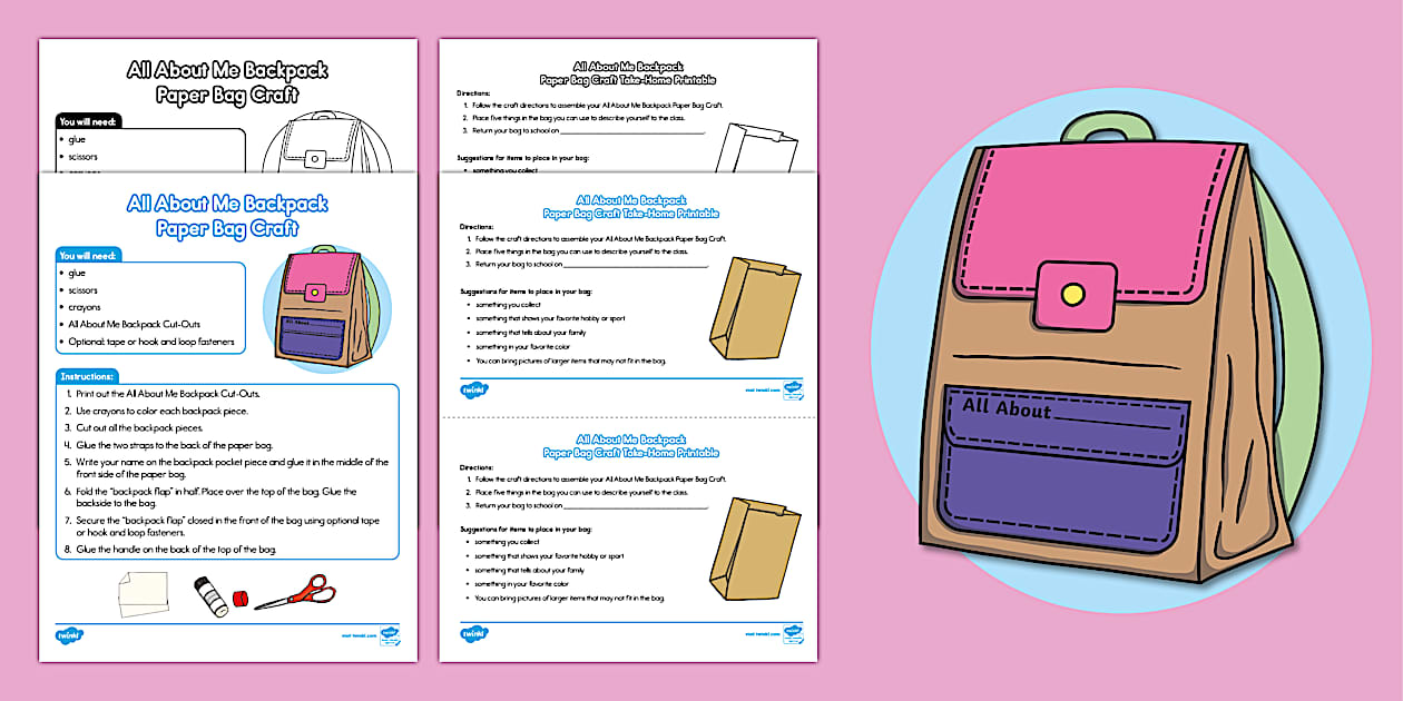 All About Me Backpack Paper Bag Craft | All About Me