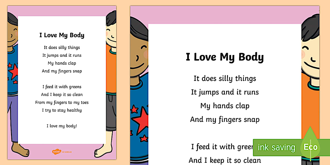 I Love My Body Poem (teacher made) - Twinkl