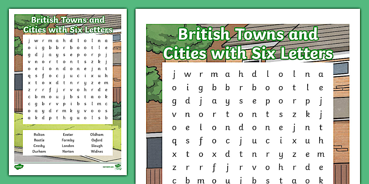 British Towns and Cities with Six Letters Word Search