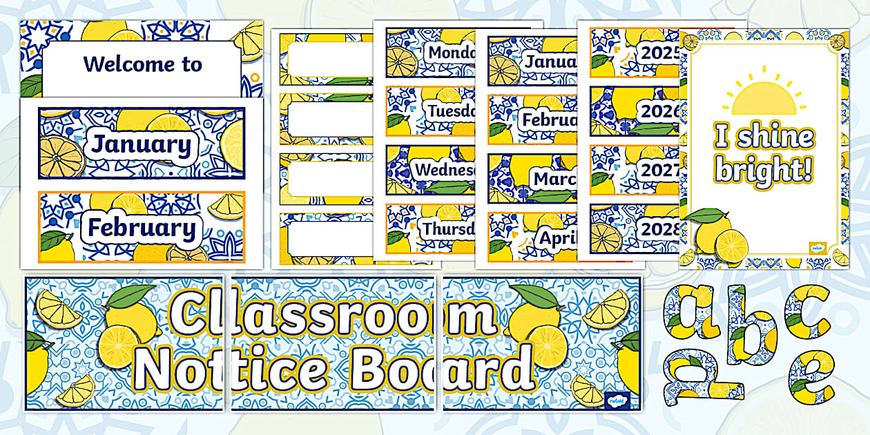 Mediterranean Lemon Classroom Display Pack (teacher made)