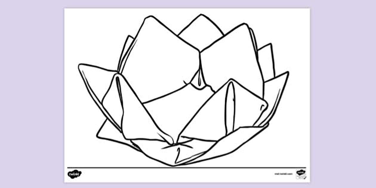 Origami Lotus Flower Colouring Sheet (teacher made) - Twinkl