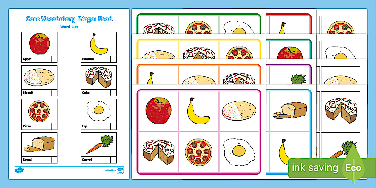 Core Vocabulary Bingo: Food (teacher made) - Twinkl