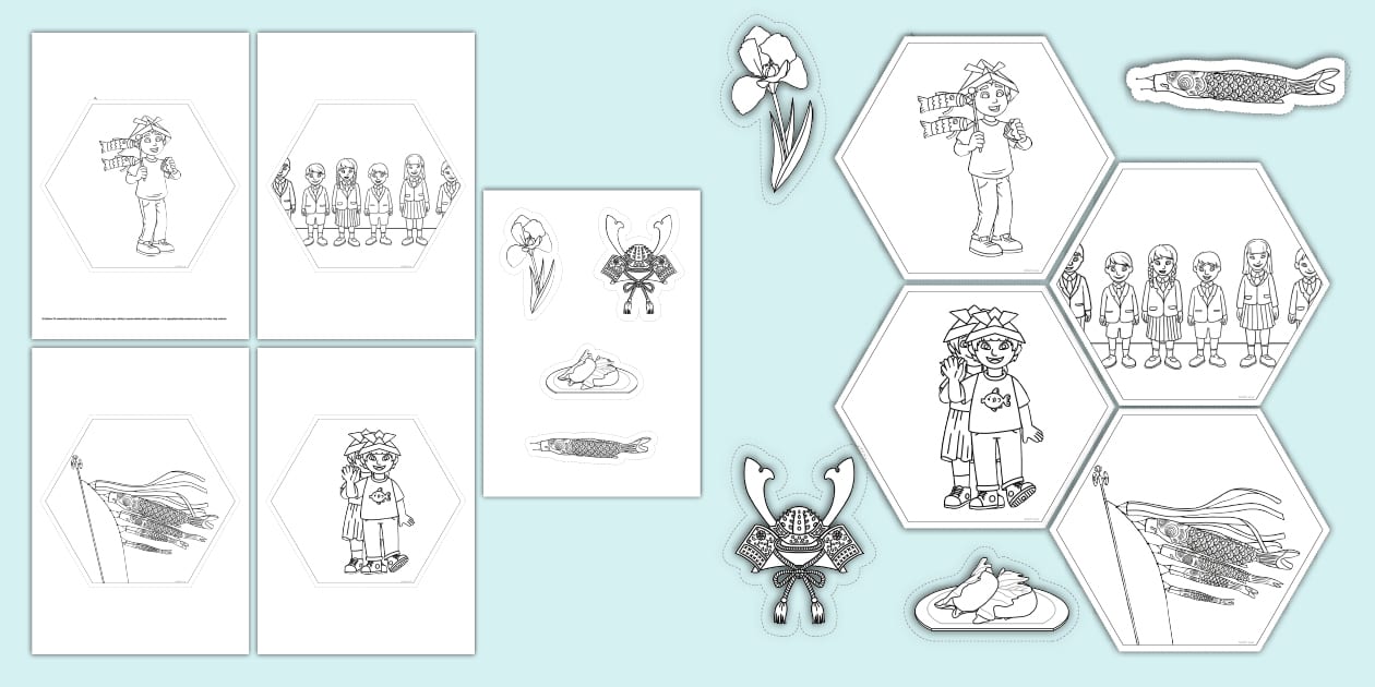 Children's Day Hexagon Display Colouring Activity