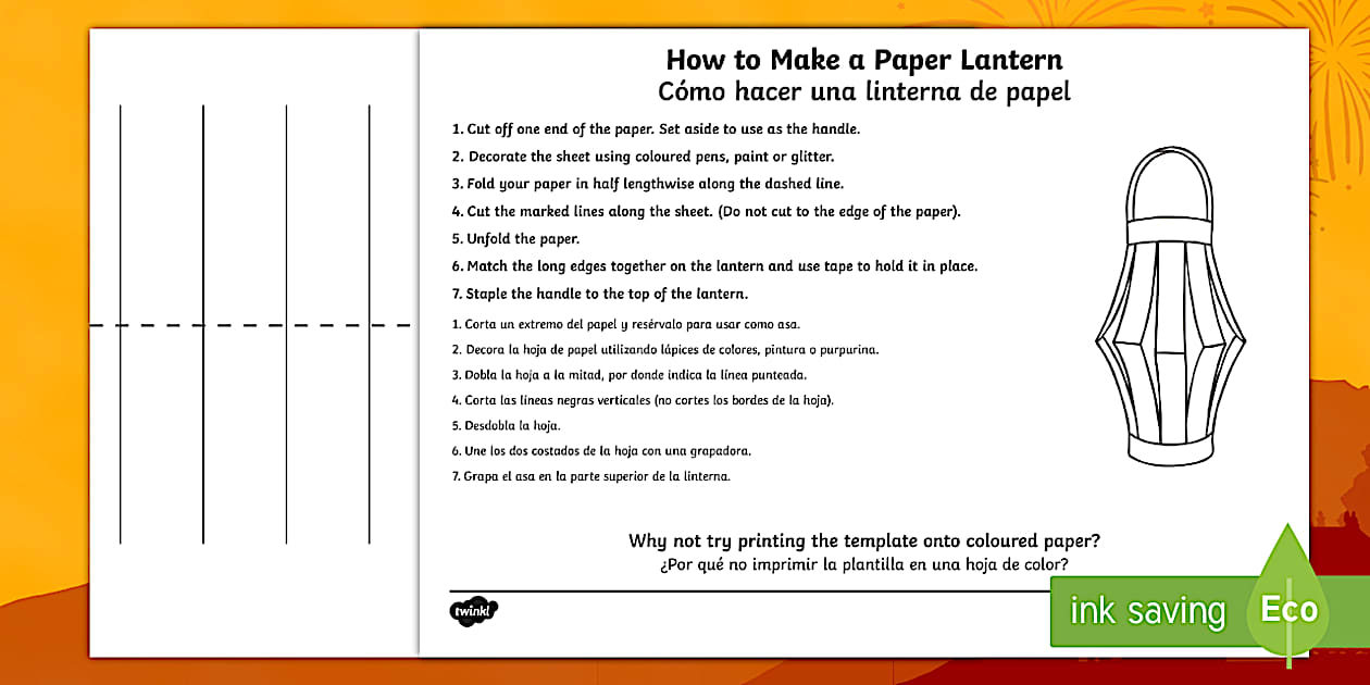 How to Make a Paper Lantern Craft Instruction Sheets English/Spanish