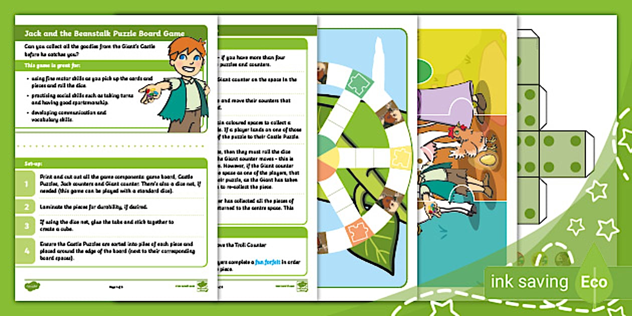 Jack and the Beanstalk Puzzle Board Game (teacher made)