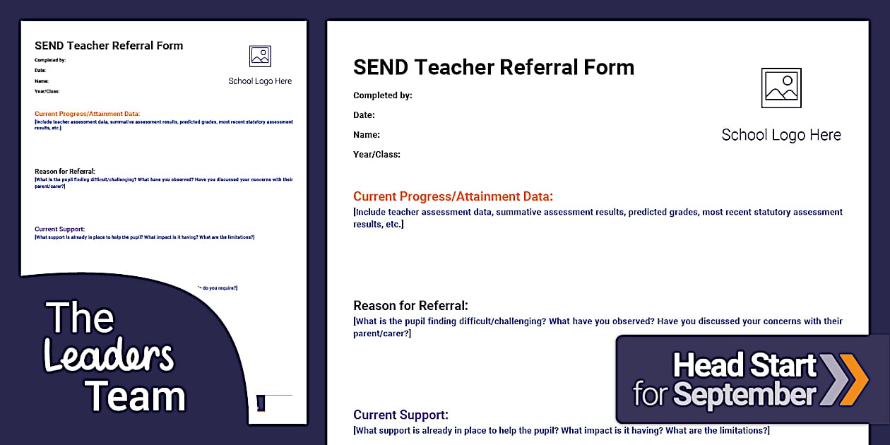 SEND Teacher Referral Form - Leaders - SLT (teacher made)