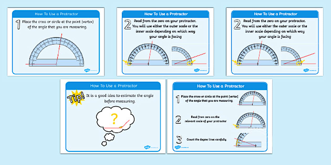 Editable Step-by-Step Protractor Display Posters - Twinkl