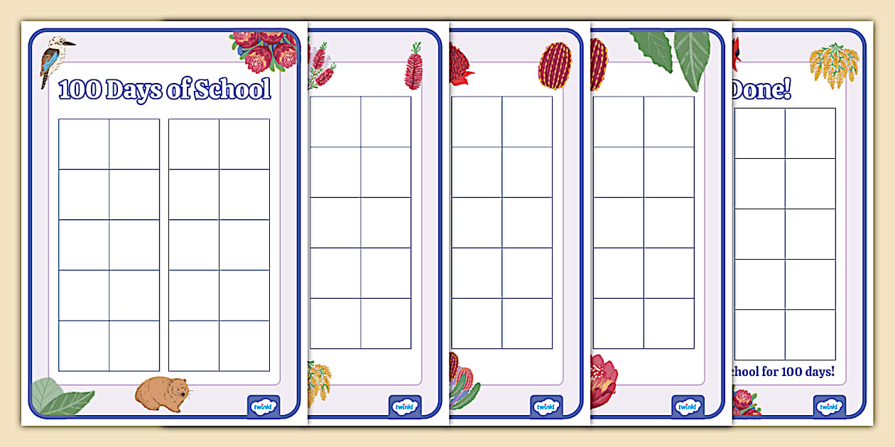 Australian Flora and Fauna Themed 100 Days of School Ten-Frame