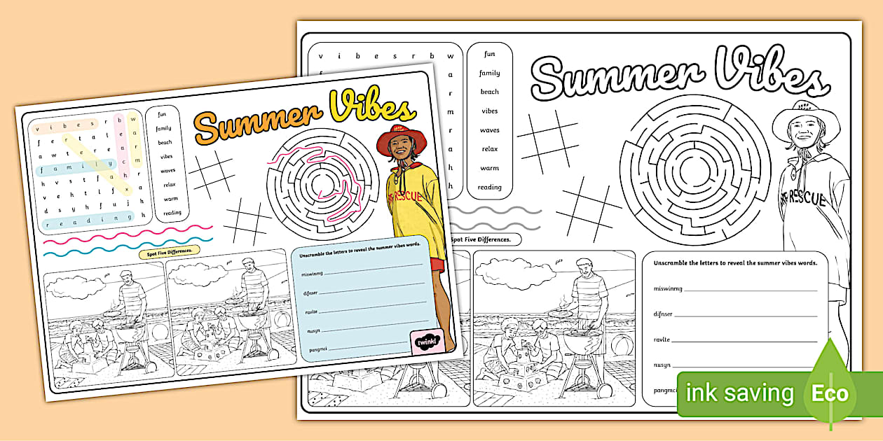 Summer Vibes Activity Mat (l'enseignant a fait) - Twinkl