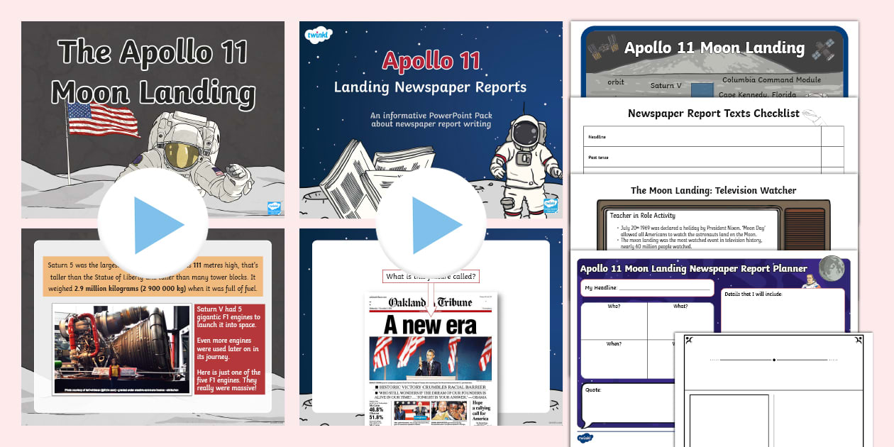 Apollo 11 Moon Landing Newspaper Report Teaching Pack