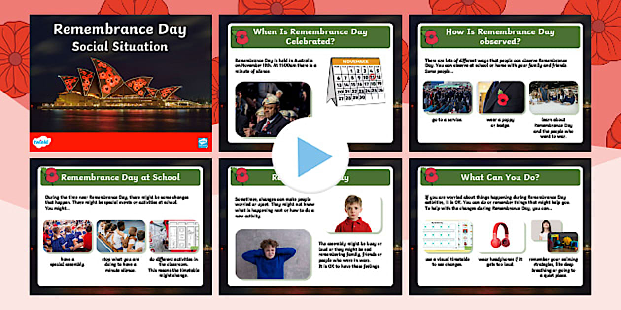 Remembrance Day Social Situation (teacher made) - Twinkl