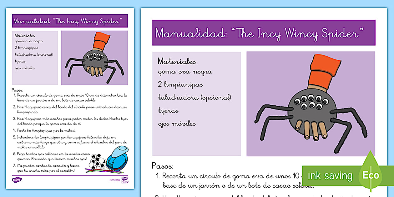 Manualidad: The Incy Wincy Spider - Twinkl