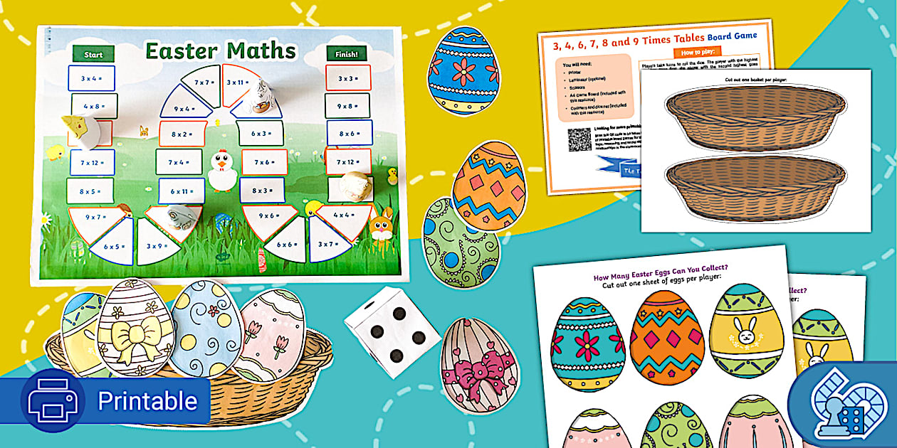 KS2 Easter Maths Board Game for Year 3 Times Tables - Twinkl