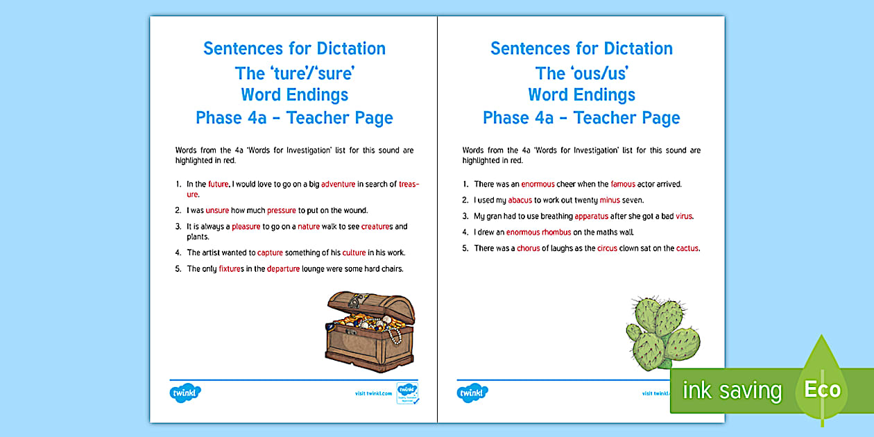 Northern Ireland Linguistic Phonics Stage 5 and 6, Phase 4a, 'ture/sure ...