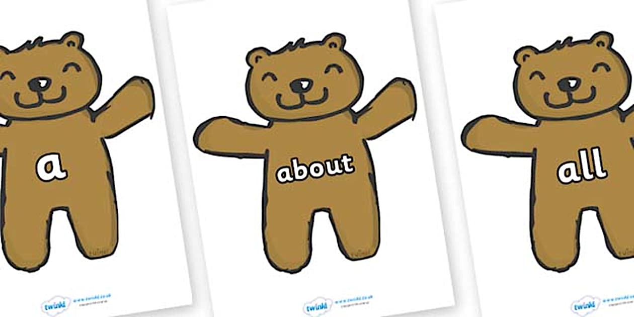 Cursive 100 High Frequency Words on Teddy Bears - Twinkl