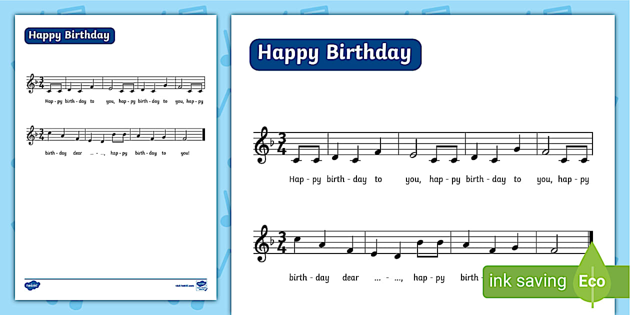Happy Birthday for Piano Sheet Music (teacher made) - Twinkl