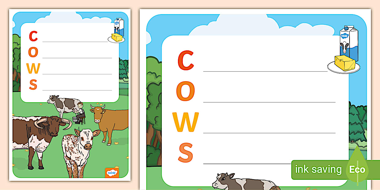 Cows Acrostic Poem Template (teacher made) - Twinkl