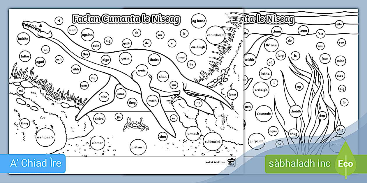 Faclan cumanta le Niseag - Duilleag Cur-dath (teacher made)